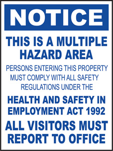 SAFETY SIGN (SAV) | Notice - This Is A Multiple Hazard Area